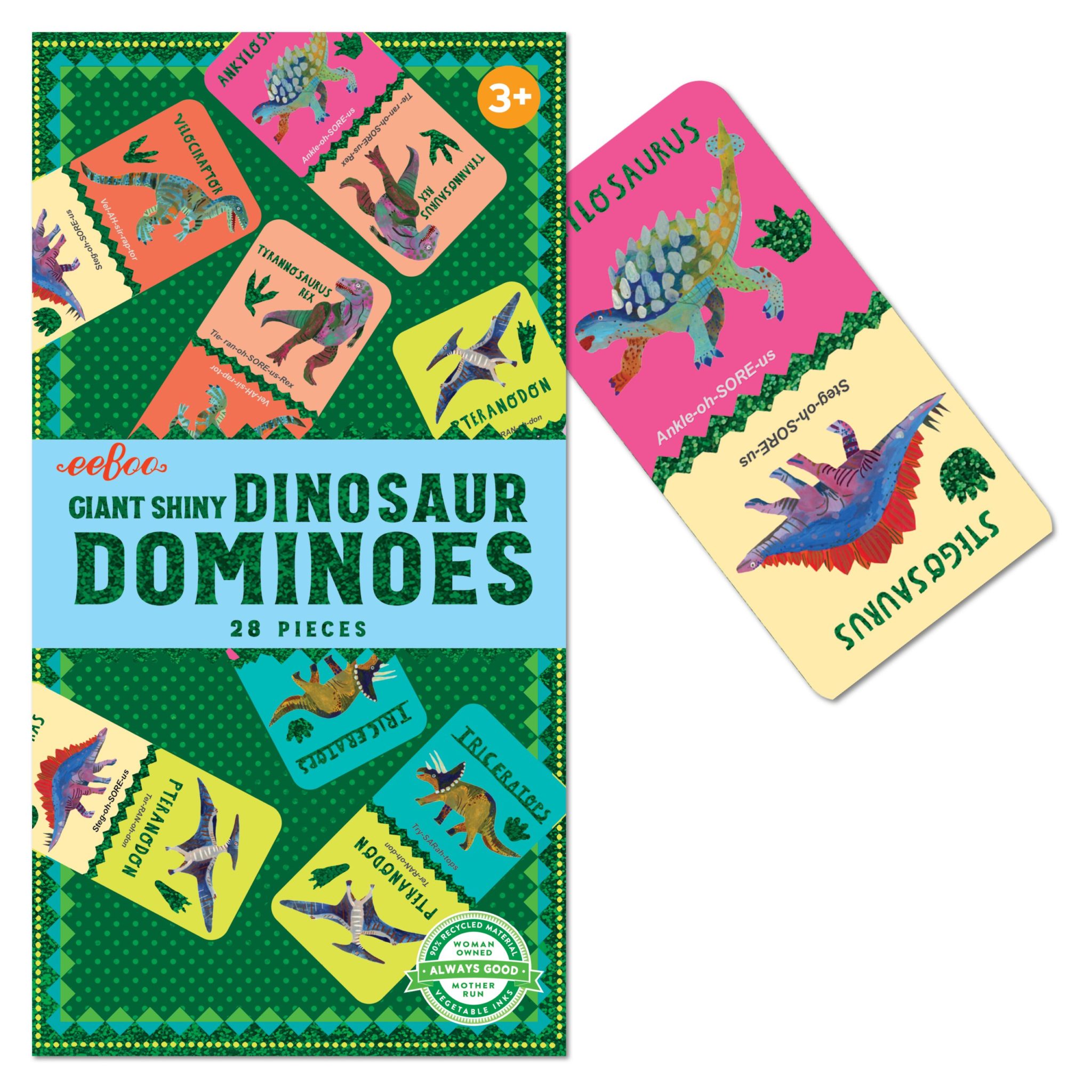 Shiny Dinosaur Dominoes – Purple Cow Toys