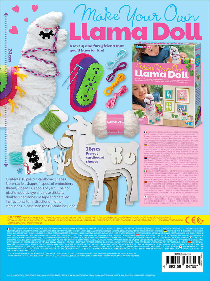 KidzMaker Make Your Own Llama Doll – Purple Cow Toys